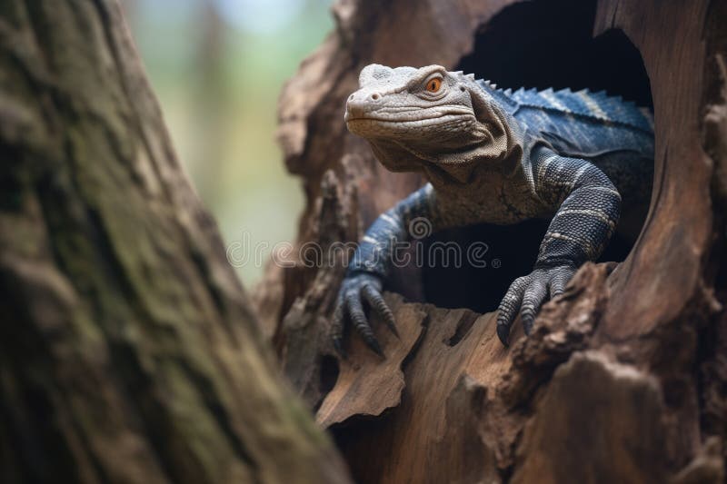 Monitor Lizard Approaching Tree Hole Entrance Stock Photo - Image of ...