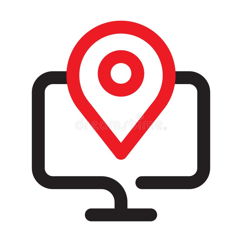 Monitor Location Map Outline Icon. Online Map Vector Illustration Stock ...