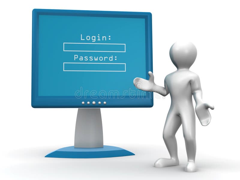 Monitor with Login and Password Stock Illustration - Illustration of ...