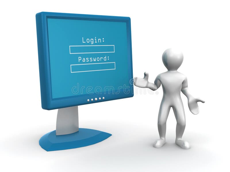 Monitor with Login and Password Stock Illustration - Illustration of ...