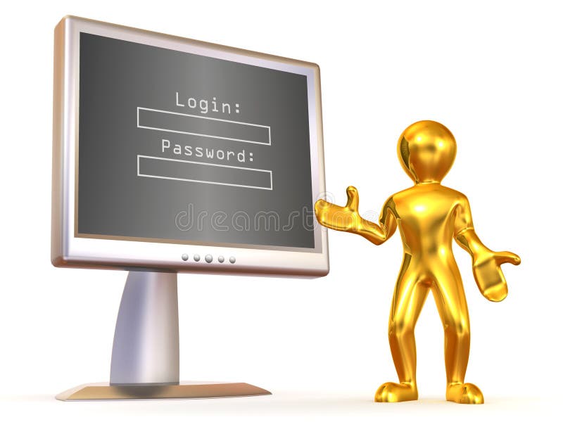 Monitor with Login and Password Stock Illustration - Illustration of ...