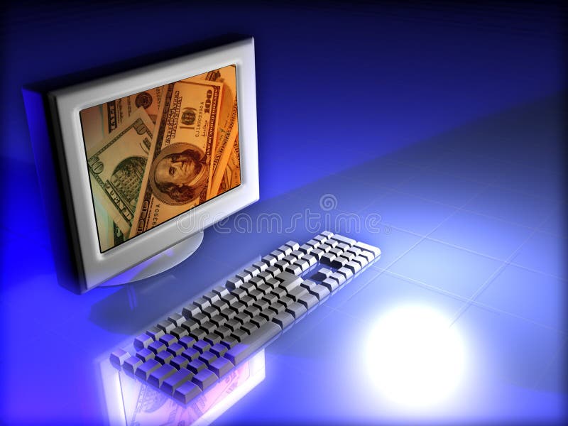Computer with Money Concept Stock Illustration - Illustration of ...