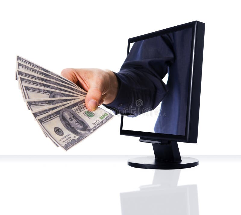 Monitor money machine stock image. Image of computer, hold - 5049347