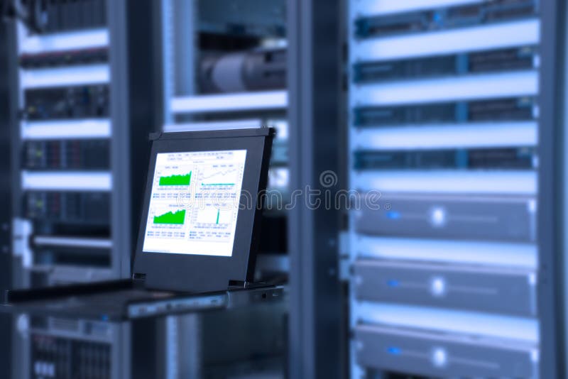 Monitor of Monitoring System in Data Center Room Stock Photo - Image of ...