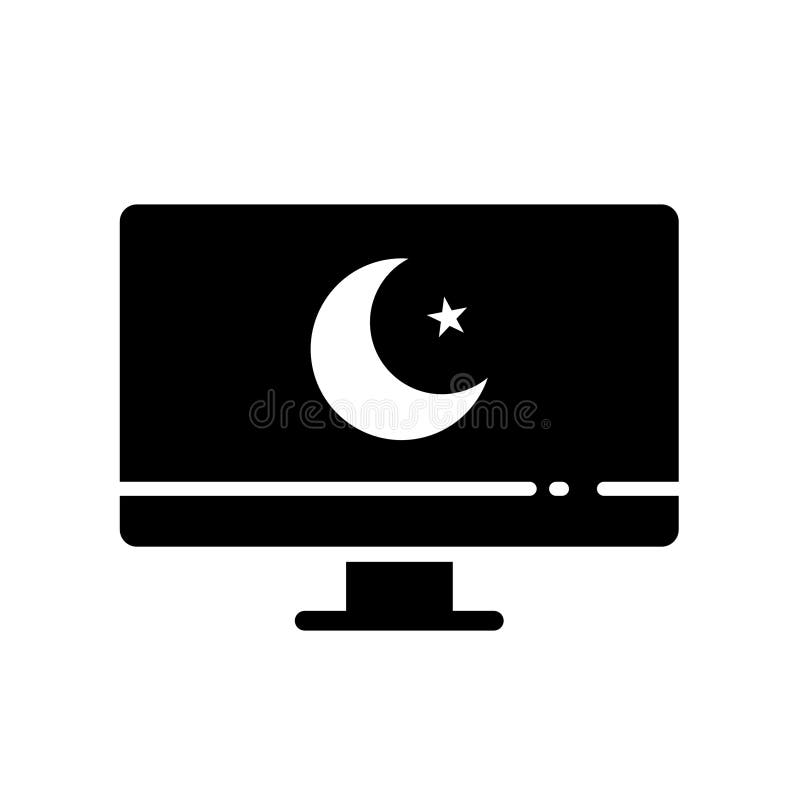 Monitor with Moon Symbol, Screen Night Mode -icon Stock Vector ...