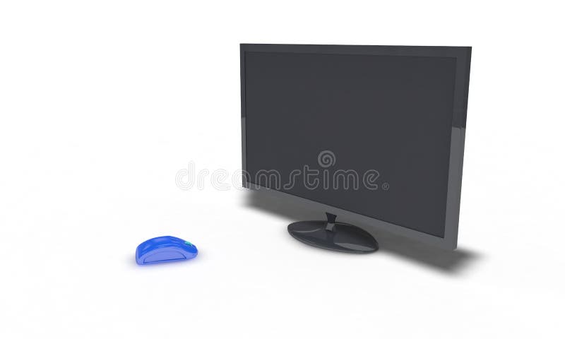 Monitor and Mouse on the White, 3d Render Stock Illustration ...