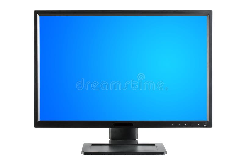 Monitor Negro Con La Pantalla Azul En Blanco Imagen de archivo - Imagen ...