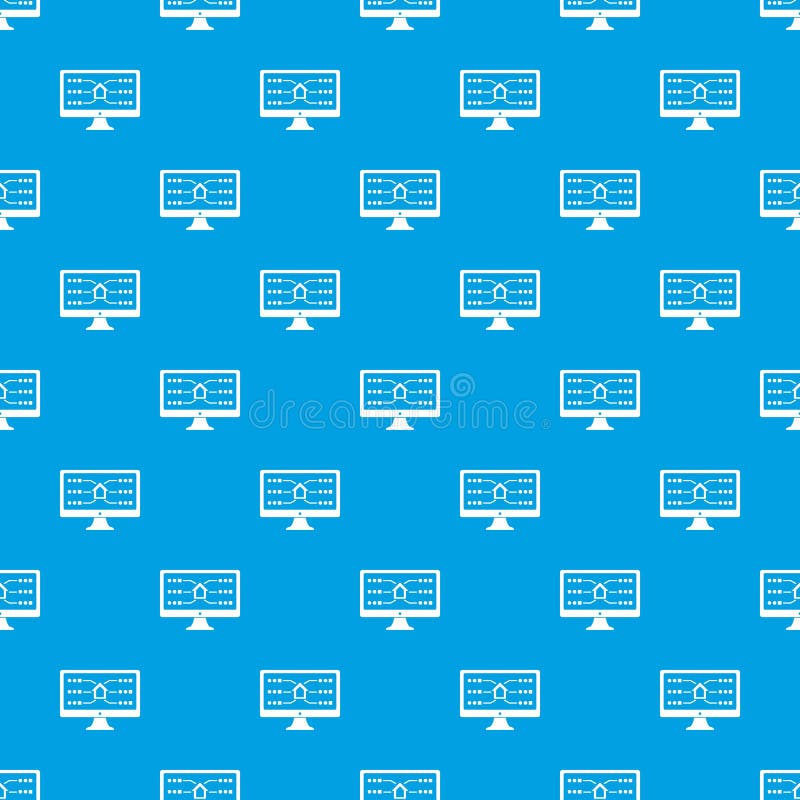 Monitor Pattern Vector Seamless Blue Stock Vector - Illustration of ...