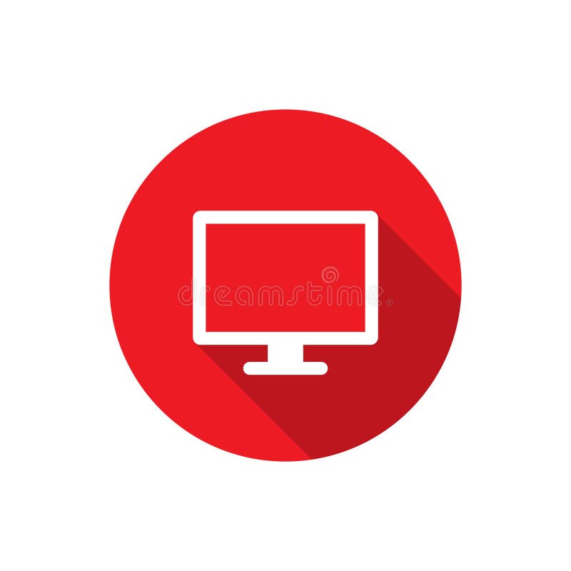 Monitor Pc Computer Icon with Long Shadow Stock Vector - Illustration ...