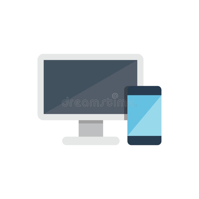 Monitor and Phone Vector Icon Symbol Mockup Isolated on White ...