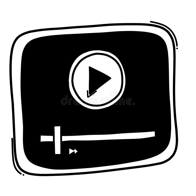 Monitor Play Fast Forward Doodle Vector Icon. Drawing Sketch ...