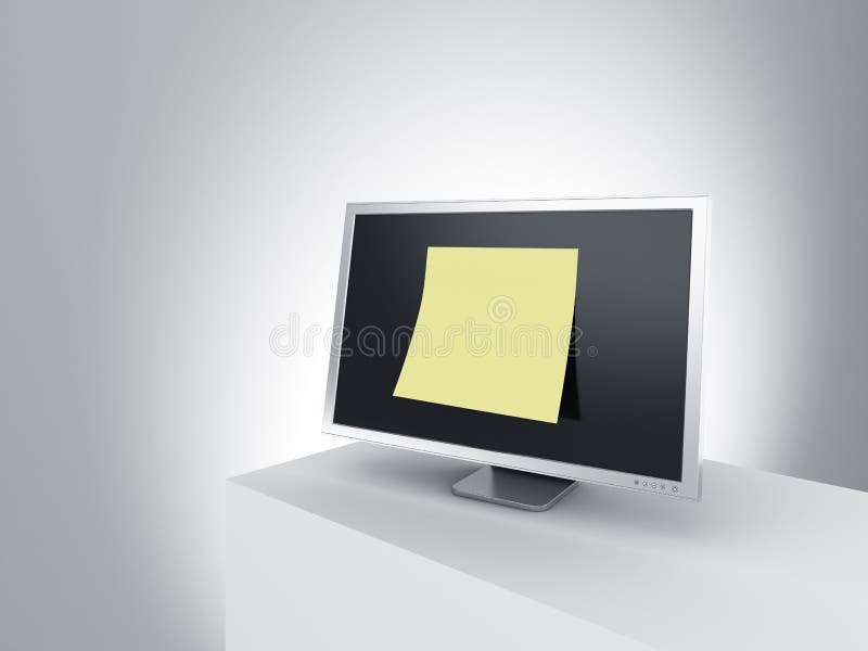 Monitor on a Podium with Oversized Post it Note. Stock Illustration ...