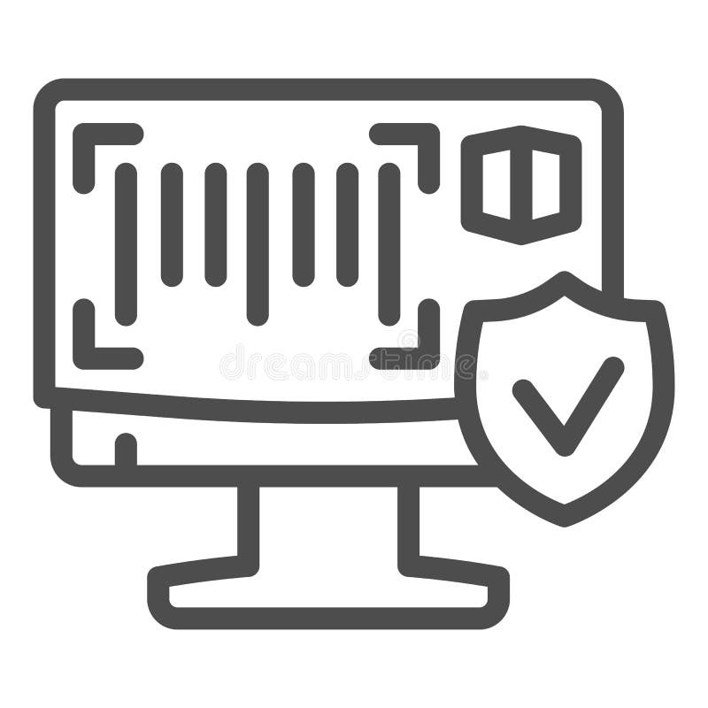 Monitor and Product Barcode Line Icon, Logistic and Delivery Service ...