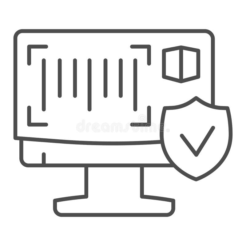 Monitor and Product Barcode Thin Line Icon, Logistic and Delivery ...