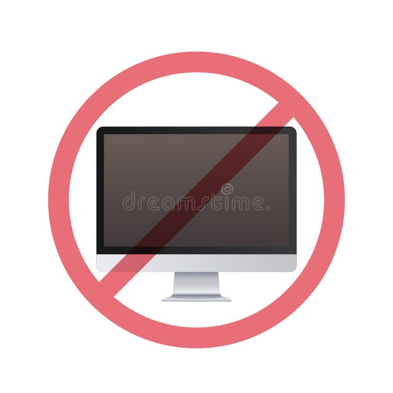 Monitor in Prohibition Sign Digital Detox Concept Do Not Use Computer ...