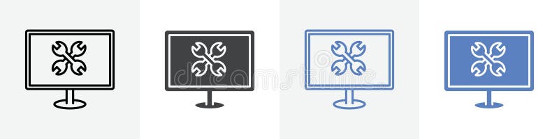 Monitor Repair Icon Vector Set Use for Web Ui or App Stock Vector ...