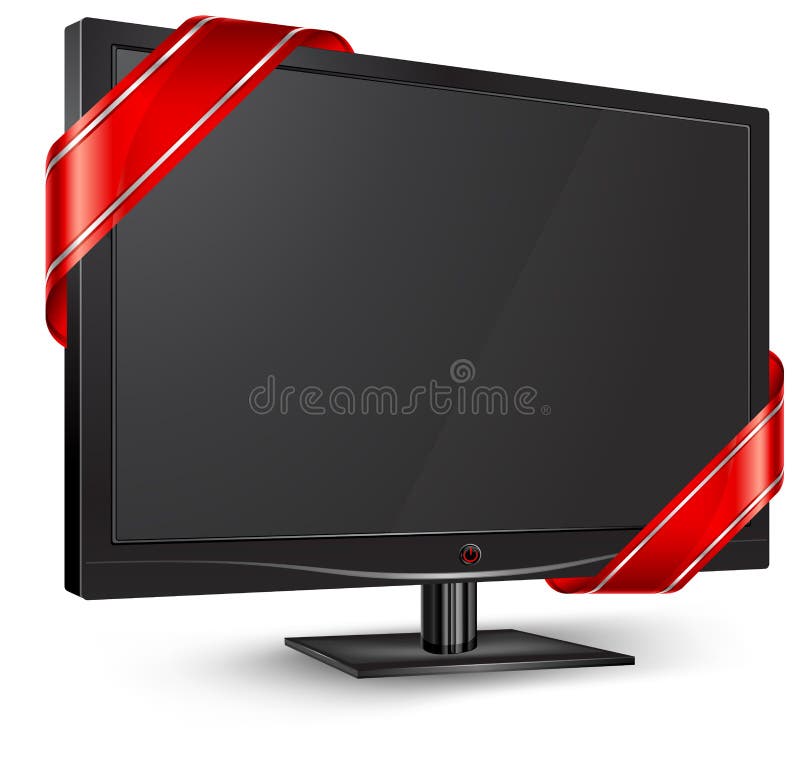 Monitor with ribbon stock vector. Illustration of monitor - 24864321