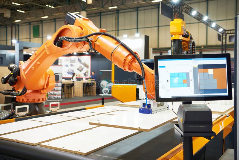 Monitor of Robot Manipulator Wood Working Machine Stock Photo - Image ...