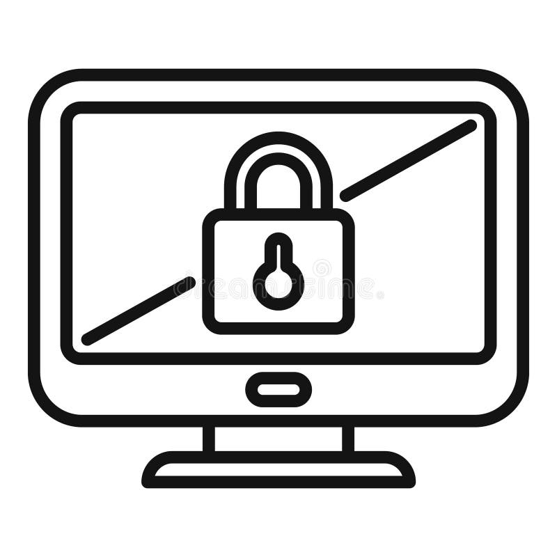 Monitor Safe Icon Outline Vector. Data Privacy Stock Illustration ...