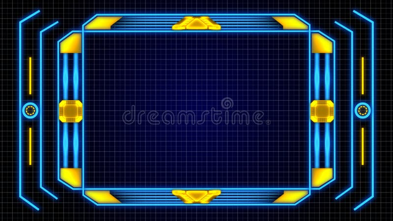Monitor Screen Border with Orange-Blue Digital Elements Details and ...
