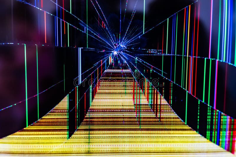 A Monitor Screen Broken by a Blow, with Colored Lines Stock Image ...