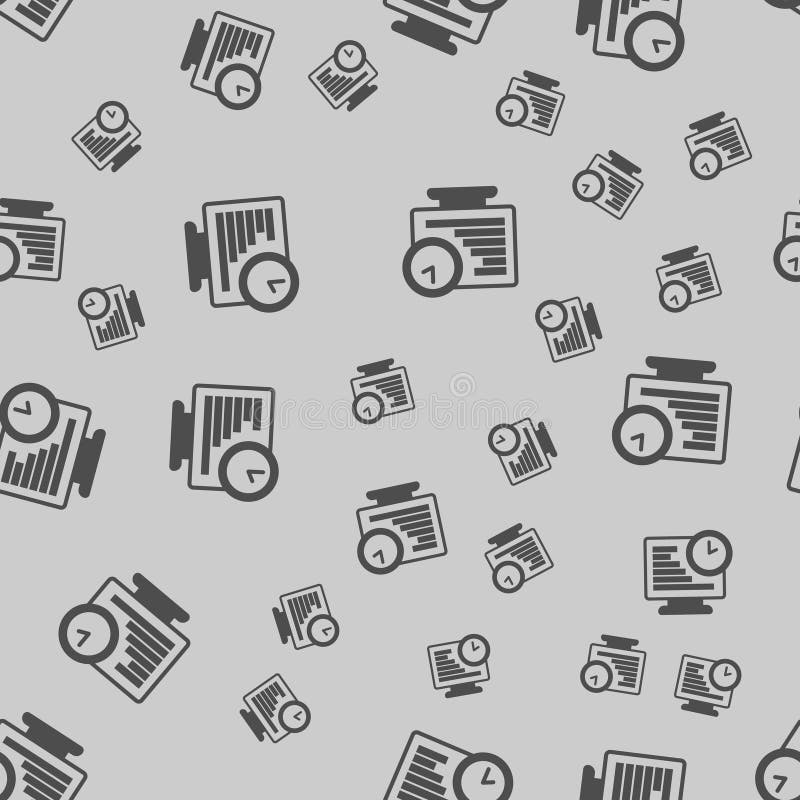 Monitor Screen with Chart and Clock Solid Seamless Pattern, Remote Work ...