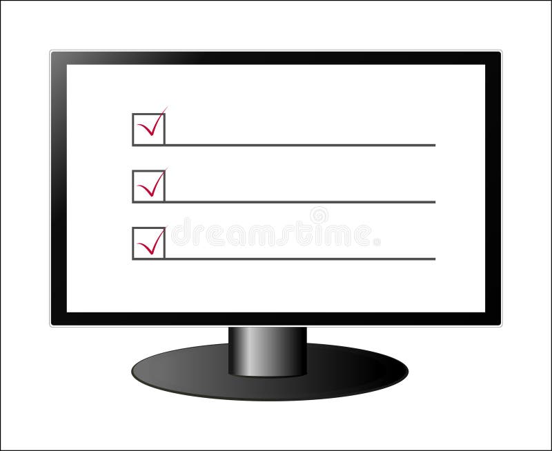 Monitor Screen with Check-list Stock Vector - Illustration of survey ...