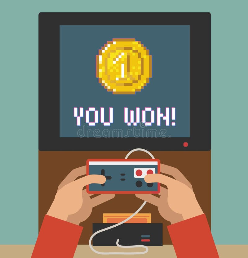 Monitor Screen with Congratulations Retro Video Game Stock Vector ...