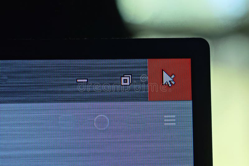 Monitor with Screen and Cross To Turn Off Browser Stock Image - Image ...