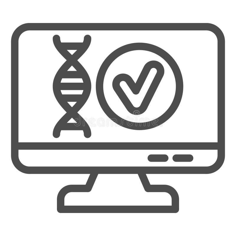 Monitor Screen with DNA Approval Line Icon, Genetic Research Concept ...