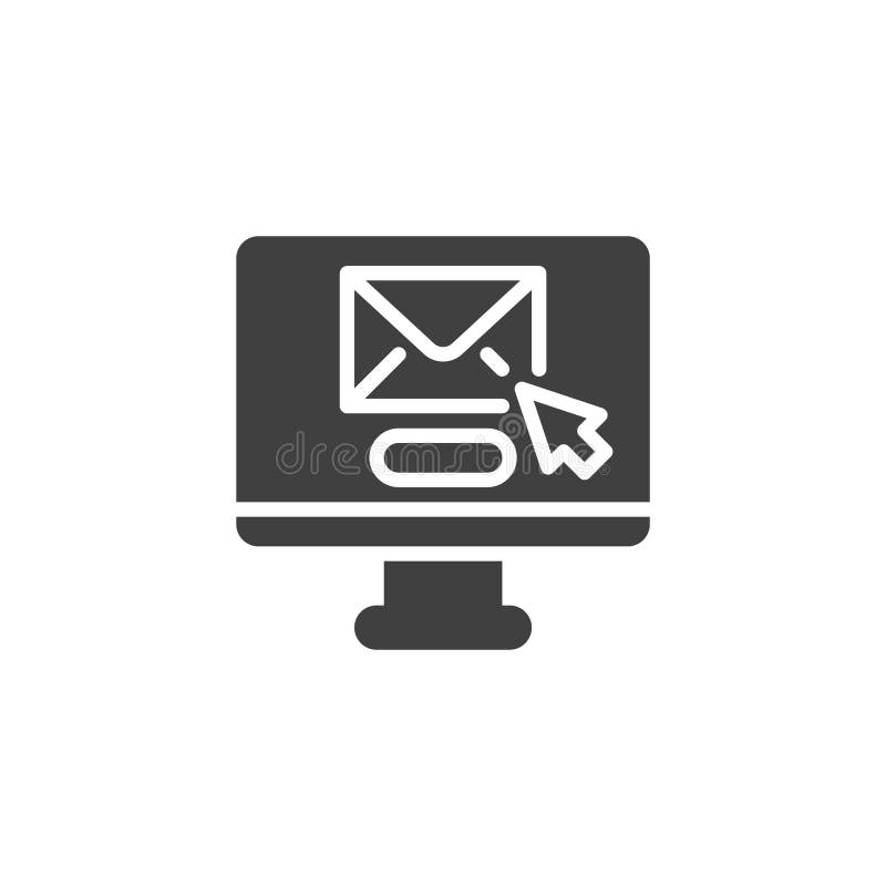 A Monitor Screen with Email Send Button Vector Icon Stock Illustration ...