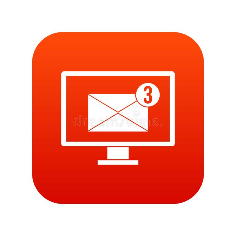 Monitor Screen with Email Sign Icon Digital Red Stock Vector ...