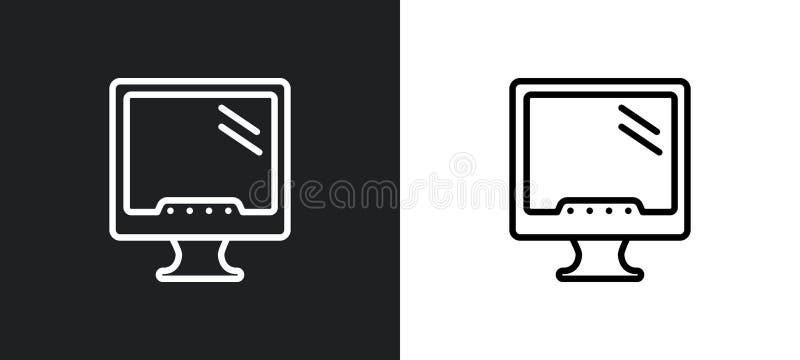 Monitor Screen Outline Icon in White and Black Colors. Monitor Screen ...