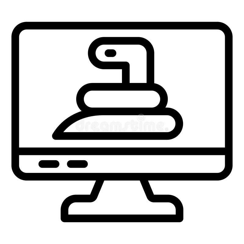 Monitor Screen and Snake Line Icon, Hacker Attacks Concept. Vector ...