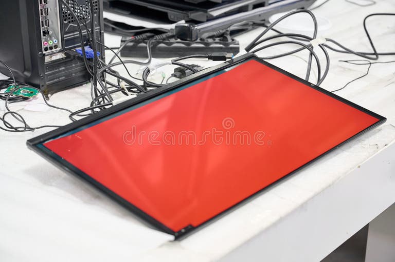 Monitor Screen Testing Process at Electronics Manufacturing Plant ...