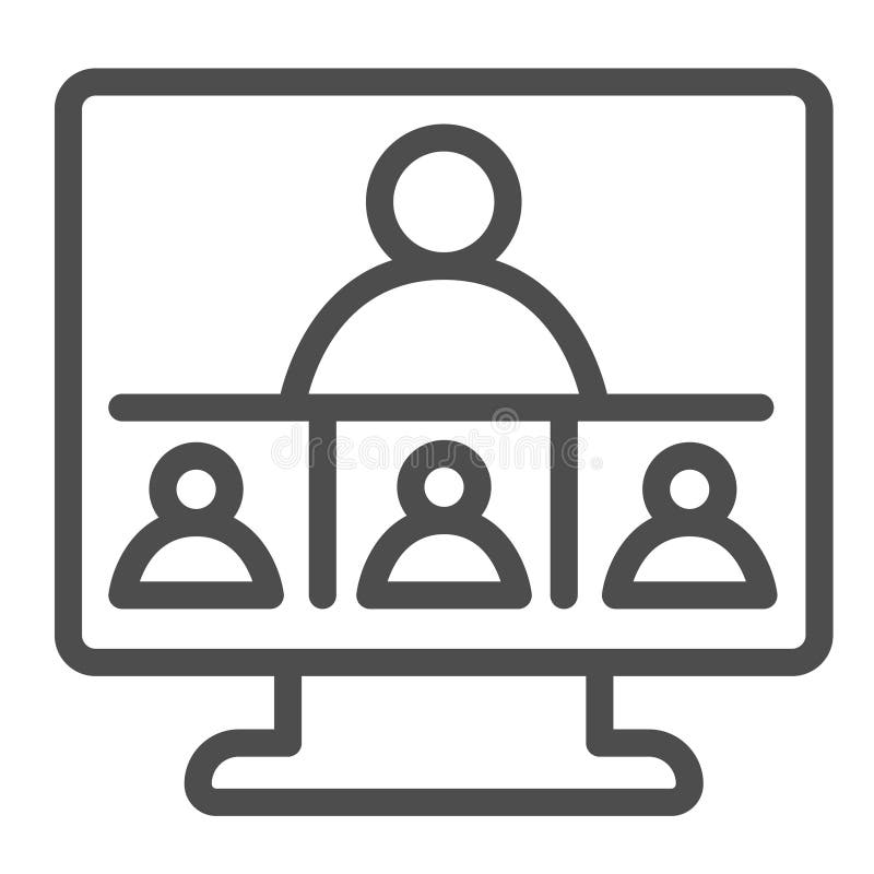 Monitor Screen and User Conference Line Icon, Remote Work Concept ...
