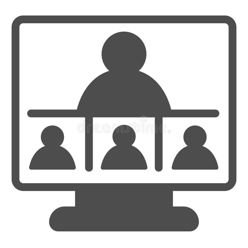 Monitor Screen and User Conference Solid Icon, Remote Work Concept ...