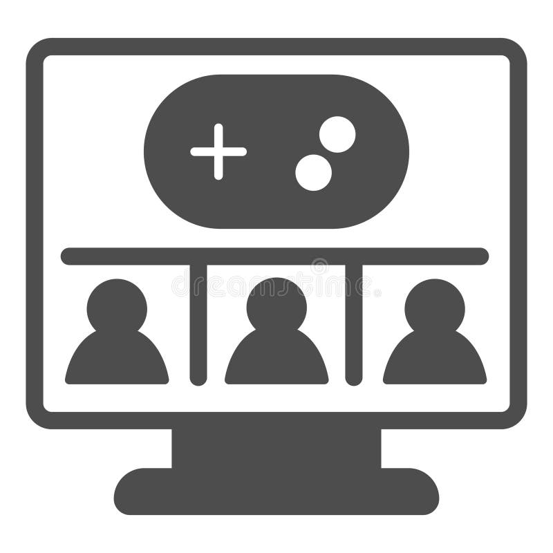 Monitor Screen with Users and Joystick Solid Icon, Neural Dataset Concept. Vector Graphics Stock ...