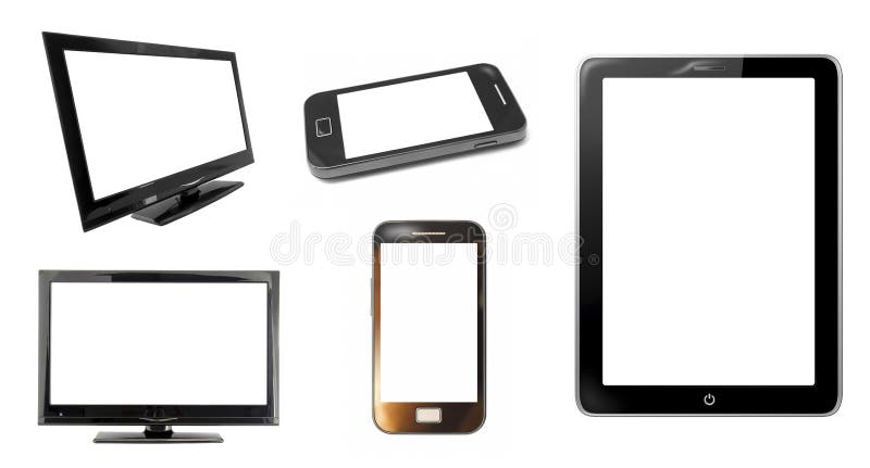 Monitor Screens and Smartphone Stock Image - Image of digital ...
