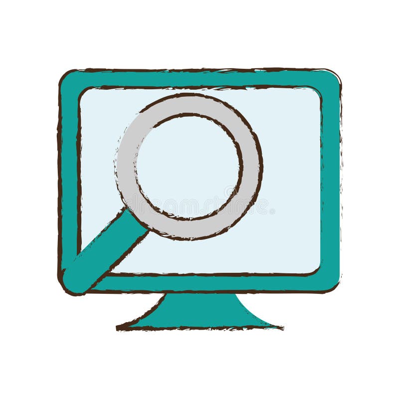 Monitor Search Computer Device Sketch Stock Illustration - Illustration ...