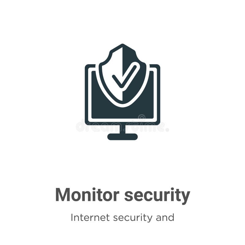 Monitor Security Vector Icon on White Background. Flat Vector Monitor ...