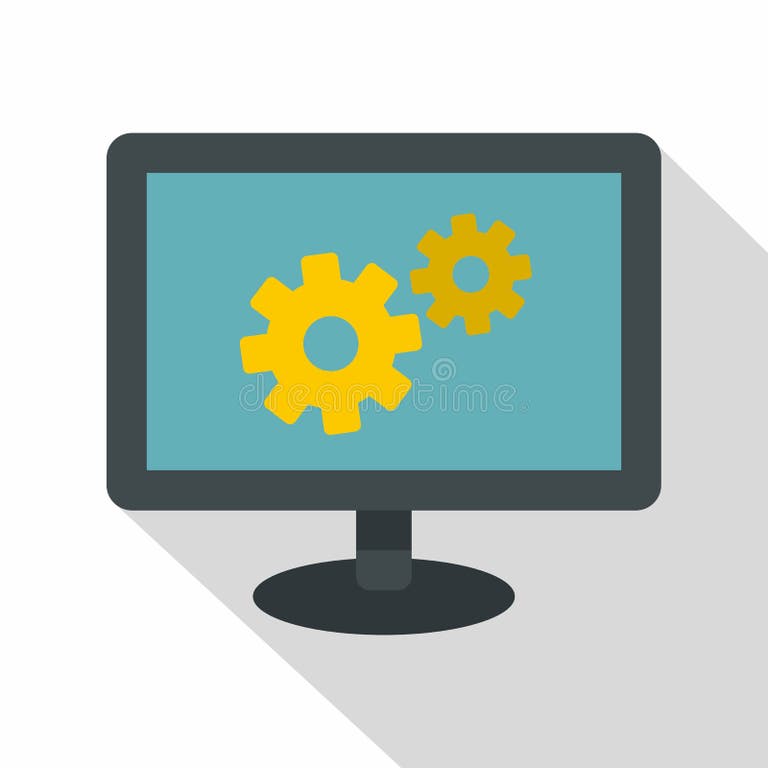 Monitor Settings Icon, Flat Style Stock Vector - Illustration of ...