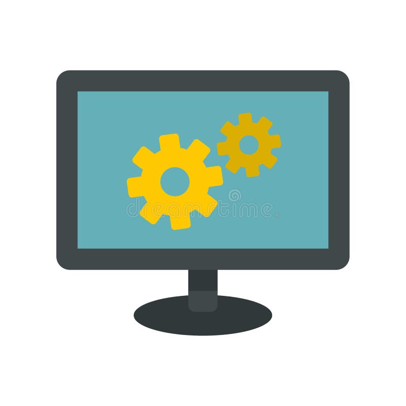 Monitor Settings Icon, Flat Style Stock Vector - Illustration of ...