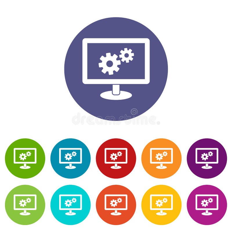 Monitor settings set icons stock vector. Illustration of computer ...
