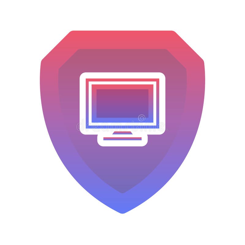 Monitor Shield Logo Gradient Design Template Icon Element Stock Vector ...
