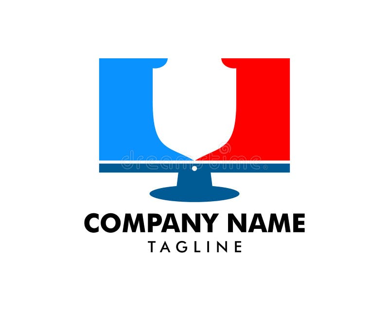 Monitor and Shield Vector Icon Logo Stock Vector - Illustration of ...