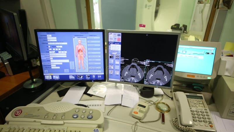 The Monitor Shows the Results of Computed Stock Footage - Video of ...