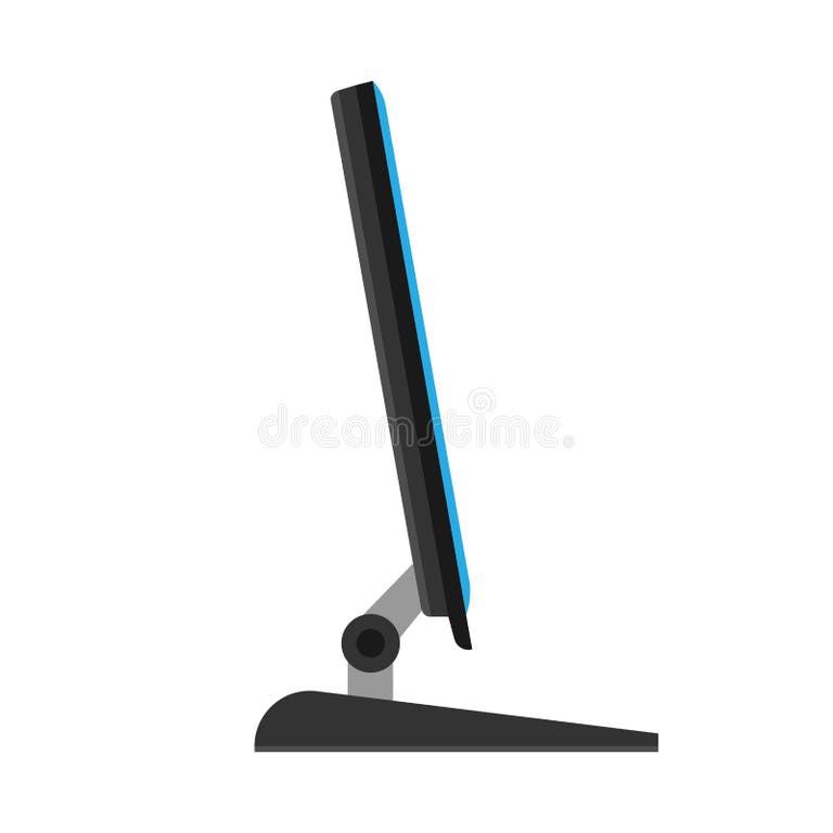 Monitor Side View Screen Computer Equipment Vector Icon. Electronic ...