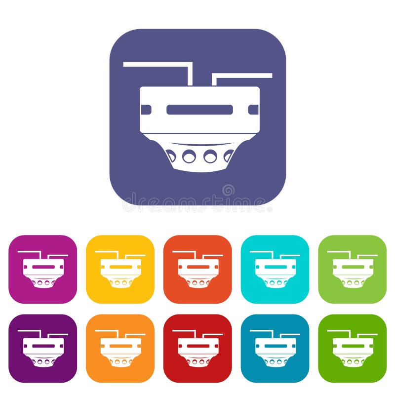 Monitor Socket Icons Set Hexagon Stock Vector - Illustration of white ...
