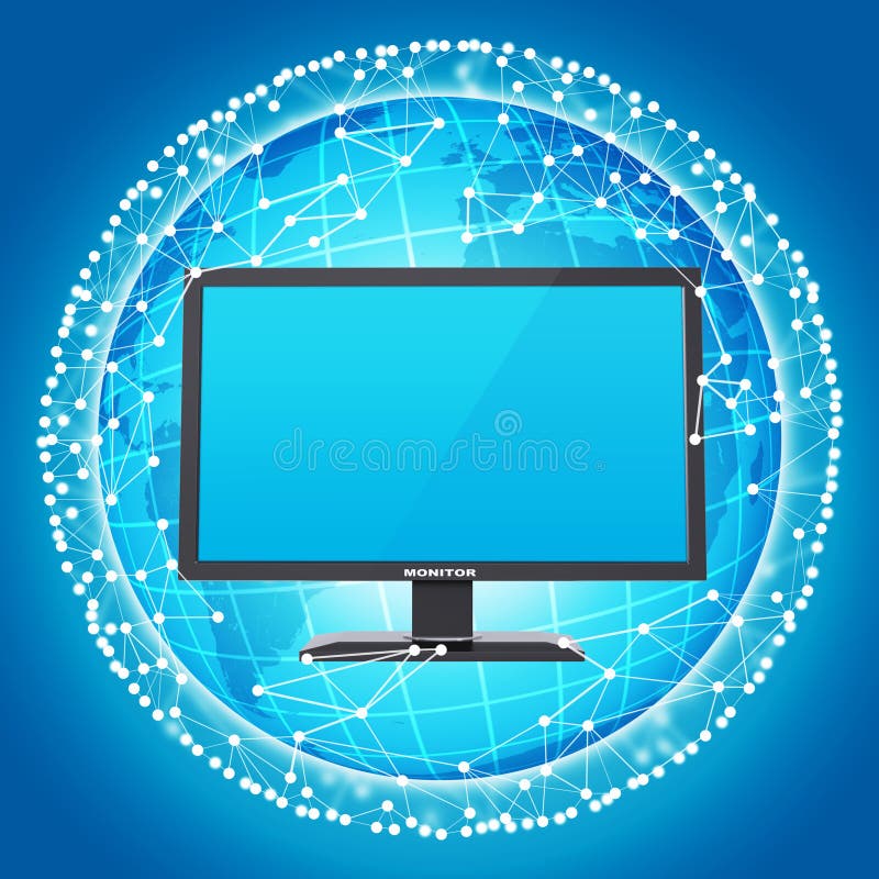 Monitor and Sphere Consisting of Connections Stock Illustration ...